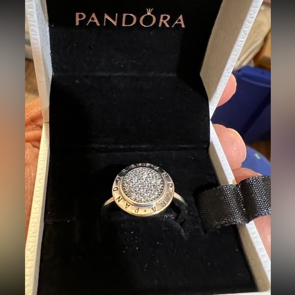 Pandora | Jewelry | Pandora Signature Logo Pave Ring Retired Model New ...